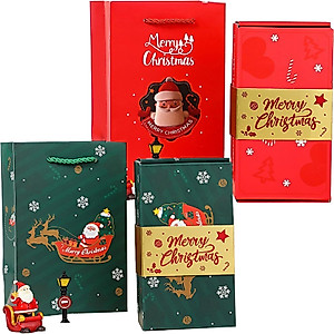 ZSJGGBOY Merry Christmas Surprise Gift Boxes, Joyjoyset, Joy Joy Snow Folding Pop-Up Explosion Gift Box, Surprise Gift Box Explosion for Money Christmas (Red+Green)