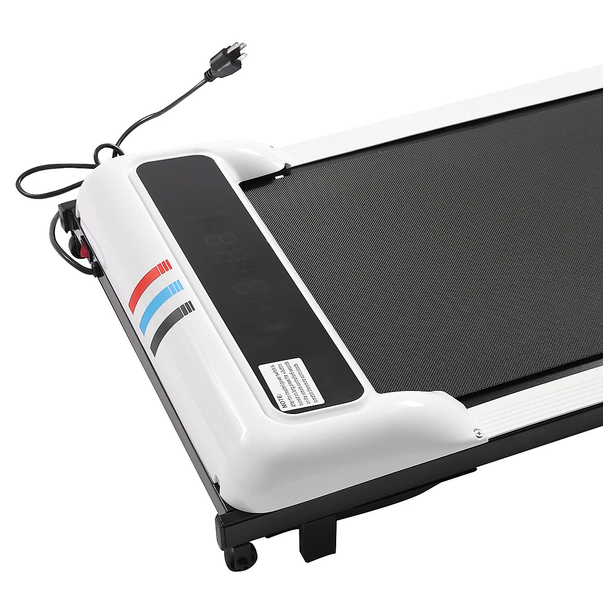 Flat Electric Walking Folding Treadmill, Portable Smart Safety Running Device Ultra Slim Under Desk Walking Pad Home Office Running Machine Remote Control LED Display 1-8km/h/0.62-4.97mph(Black)
