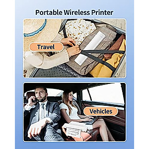 Odaro White M08F Letter Portable Printer for Travel with 200 Sheets Continual Thermal Paper 8.5" X 11" Letter Size