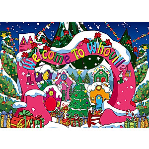 Welcome to Whoville Backdrop 10x8FT Winter Christmas Village Photography Background for Kids First Birthday Baby Shower Happy New Year Xmas Holiday Party Decoration Supplies Photo Props
