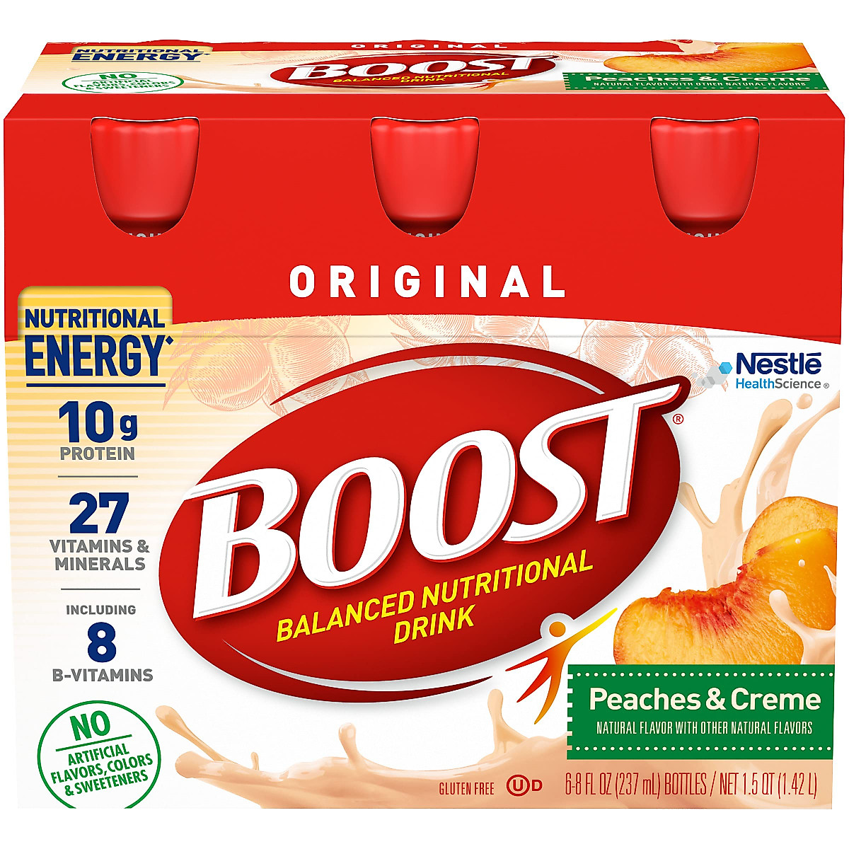 Boost Original Nutritional Energy Balanced Nutritional Drink (6 Count (Pack of 2), Peaches & Creme)