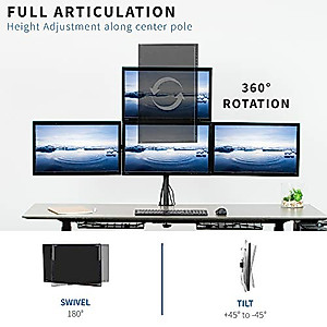 VIVO Quad 13 to 24 inch LCD Monitor Clamp-on Desk Mount, 3 Plus 1 Articulating Display, Holds 4 Screens, VESA up to 100x100mm, STAND-V104C
