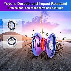 LUOMAJA Professional Unresponsive Yoyo Ball - Miraculous Metal Yo Yo Magic for Kids Beginner with 10 String Pack + 2 Dragon Finger Gloves for Beginner & Professional (JD306)