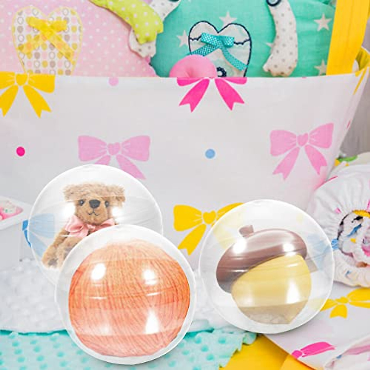 Uonlytech Vending Machine Empty Round Clear Capsules 50pcs 60mm Capsule for Gumball Machines Small Containers for Kids Party Favor Prize