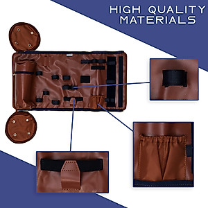 Discerno Bartender Travel Bag - Cocktail Barware Roll Bag and Tool Set w/ Vegan Leather Shoulder Strap, Cocktail Accessories Storage Case, Perfect for Mixing Cocktails and Drinks, Navy
