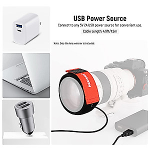 NEEWER USB Lens Heater, 12"/300mm Lens Warmer for DSLR Camera and Telescope, 3 Temperature Regulator Settings, Dew Heater Strip Prevents Dew, Fog & Condensation for Telescope Camera Astrophotography
