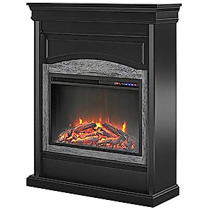 Pemberly Row Modern/Contemporary Electric Fireplace in Black