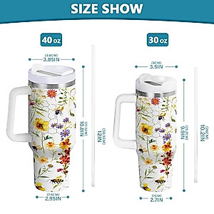 RPLIFE Watercolor Wildflowers Tumbler, Stainless Steel Cup, Tumbler with Lid and Straw