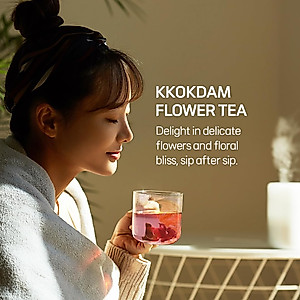 KKOKDAM Fancy Korean Tea Set Sampler – 3 Flavor Pink Variety Pack with Butterfly Tea Bags – Perfect and Elegant Korean Gift Box