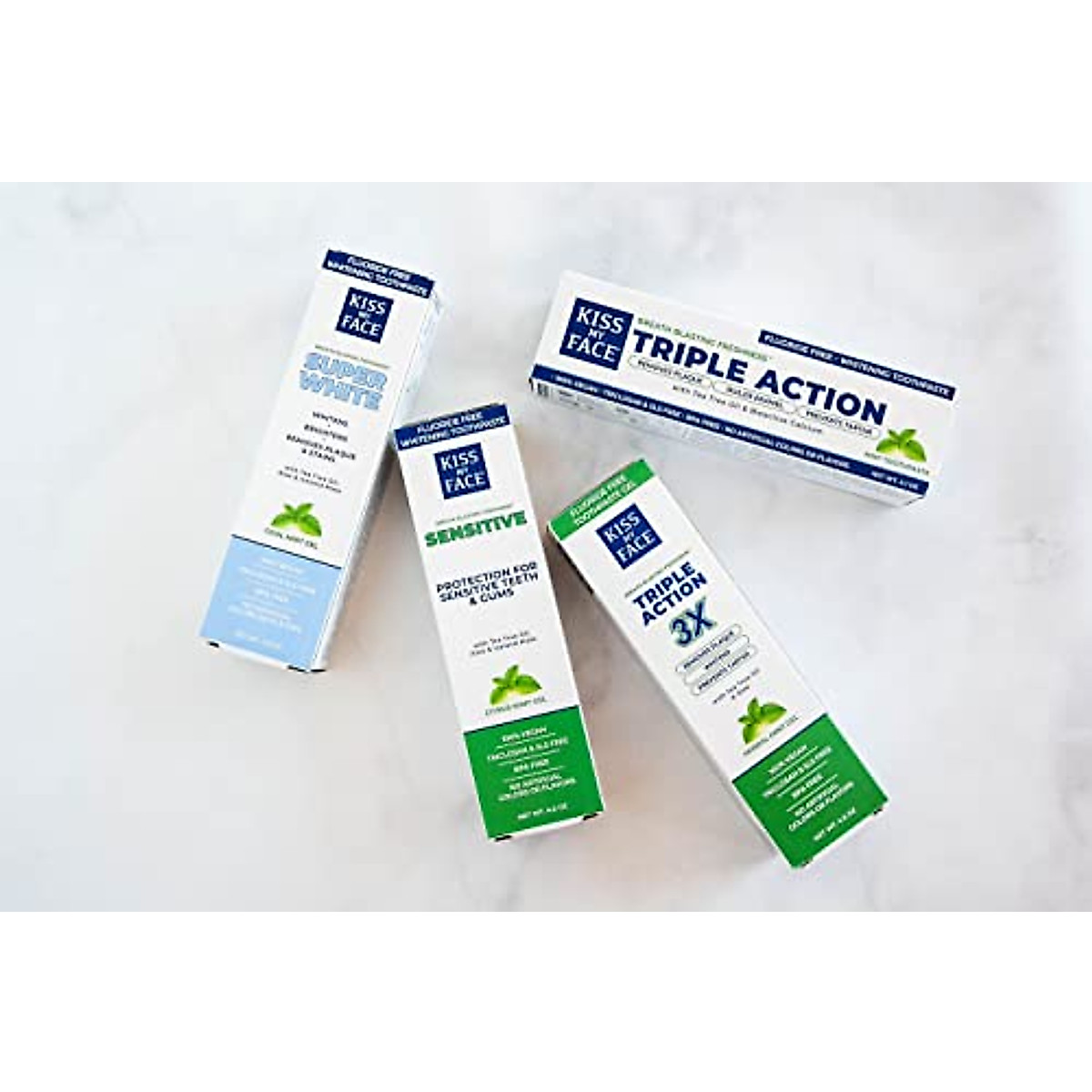 Kiss My Face Super White Cool Mint Gel Toothpaste, SLS And Fluoride Free, Removes Plaque And Prevents Tartar, With Added Tea Tree Oil, Aloe And Iceland Moss, 4.5 Oz