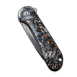 CIVIVI Elementum Folding Pocket Knife for Men, 2.96" Damascus Blade Folder with Low Profile Pocket Clip for EDC C907C-DS3