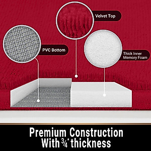 MAYSHINE Memory Foam Non Slip Anti Fatigue Bath Mat | Thick Absorbent Plush Velvet Bathroom Rug - Machine Washable, 34x19, Red