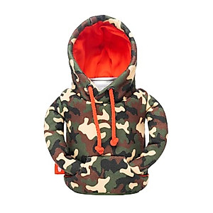 Puffin - The Hoodie Beverage Jacket, Insulated Can Cooler, Woodsy Camo/Puffin Red