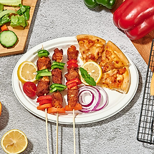 Vplus 100% Compostable Oval Paper Plates 12 inch 125 Pack Super Strong Disposable Paper Plates Bagasse Natural Biodegradable Eco-Friendly Sugarcane Plates for BBQ, Party, Dinner, and Picnic