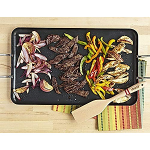 Imusa USA Nonstick Stovetop Double Burner Griddle with Metal Handles, 17-Inch, Black