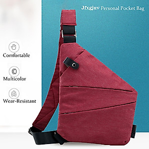 Personal Pocket Bag for Travel Crossbody Multi-Pocket Anti-Thief Travel Bag Premium Personal Pocket Bag for Men Women (Black,Right Handed)