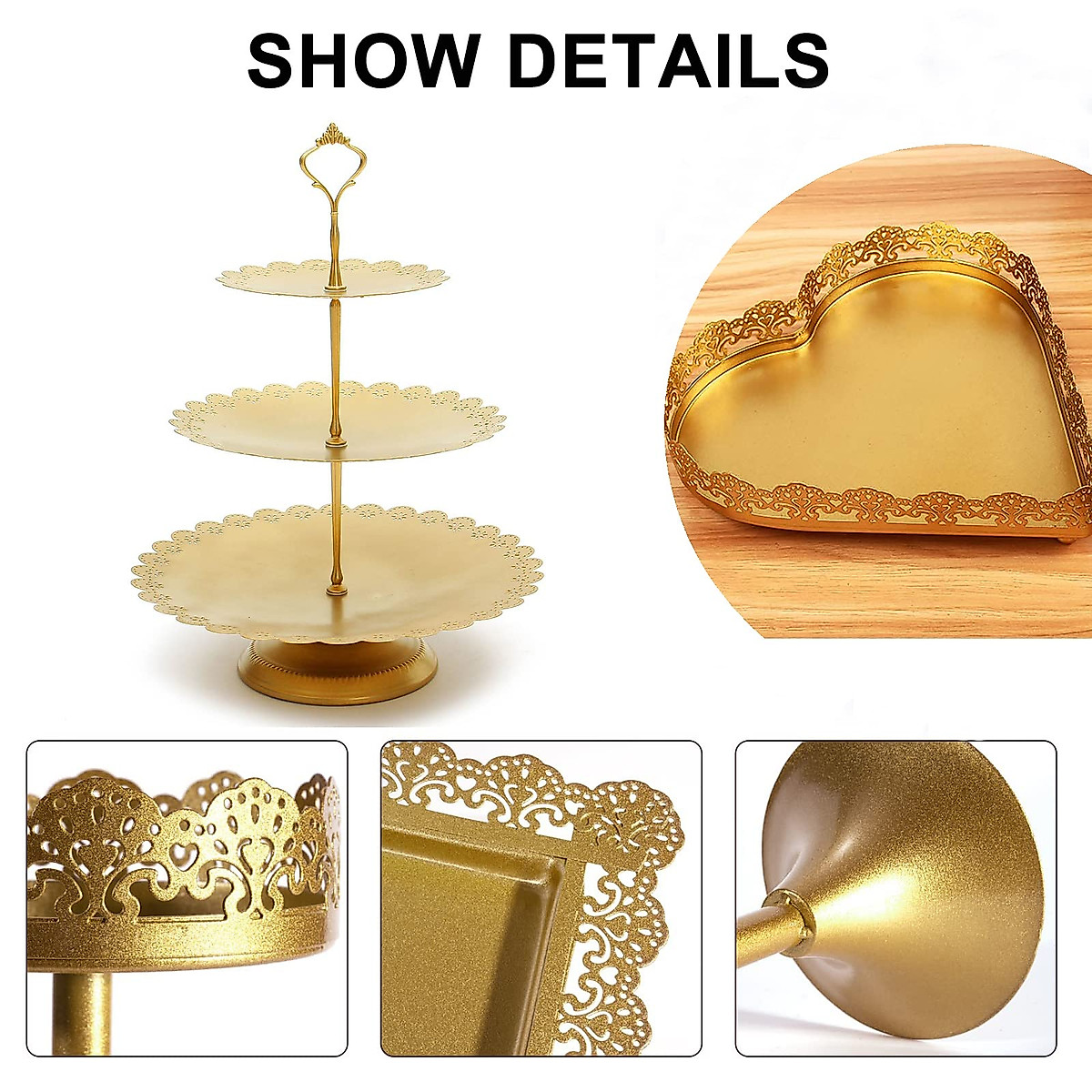 9Pcs Dessert Table Decorations Stands,Cake Stands for Dessert Table,Metal Gold Cake Stand Set for Wedding Graduation Party Dessert Table Baby Shower Birthday Anniversary Christmas