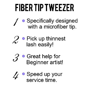 Fiber Tip Lash Tweezers For Eyelash Extension Tweezers Professional Artist Tech Work Kit Tools,Best Volume Eyelash Lashes Extensions Purple Tweezers Precision Supplies(Boot)