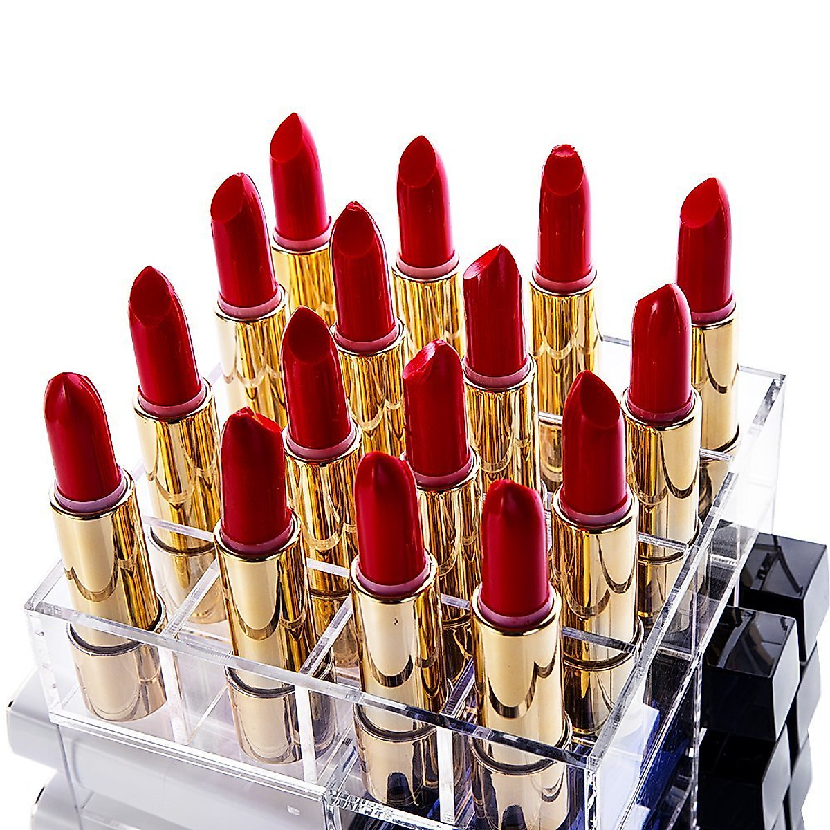 HBlife Lipstick Holder, Acrylic Rotating 64 Lipstick Tower Organizer Spinning Lipstick Tower Lipgloss Holder with Removable Dividers