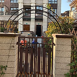 Semi-Circular Garden Arch,Iron Art Rose Arch,Climbing Plants Arch Arbor Wall Trellis,for Decoration Outdoor Gardens Entrance/Villa Door Arches,Black (Size : 180x90cm/70.8x35.4in)