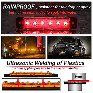 (Pack of 30) TMH 3.8 Inch 10 Amber + 10 Red + 10 White Side Marker Lights 6 LED 2835 SMD Clearance Lamps for Truck Trailer RV Campervan Pickup Tractor SUV 12V DC Shockproof TK12