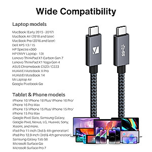 IVANKY USB C to USB C Cable [20Gbps,6.6ft] USB C 3.2 Gen 2 Cable 100W PD Fast Charging, 20Gbps Data Transfer, 4K Video Output[Thunderbolt 3 Compatible] USB C Cable for iPhone15, MacBook Pro, iPad Pro