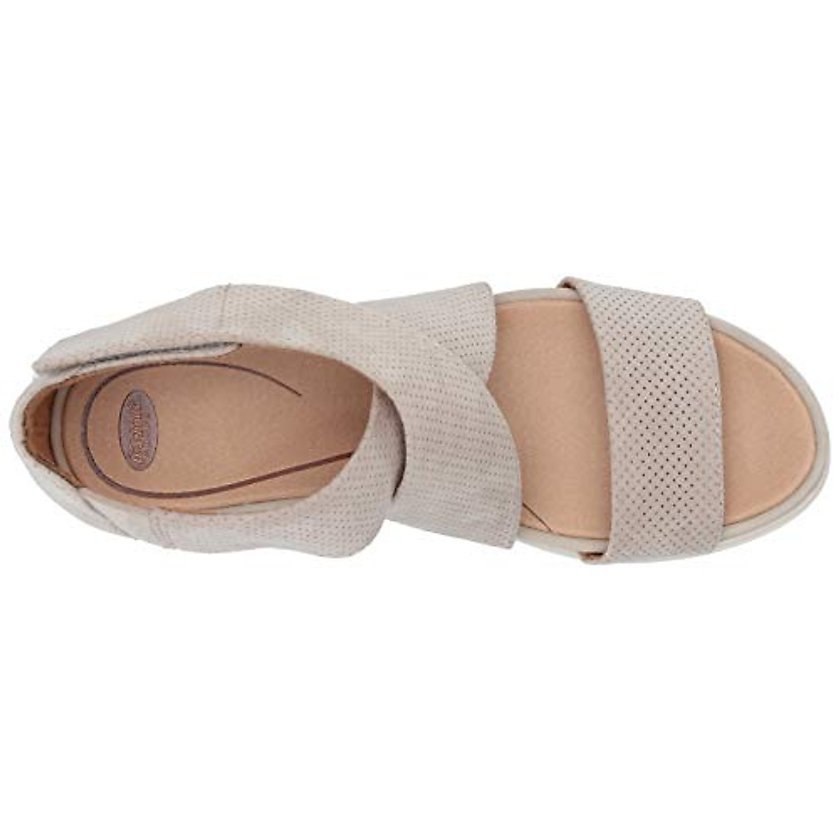 Dr. Scholl's Shoes Women's Sheena Wedge Sandal, Oyster Microfiber Perforated, 9.5 US