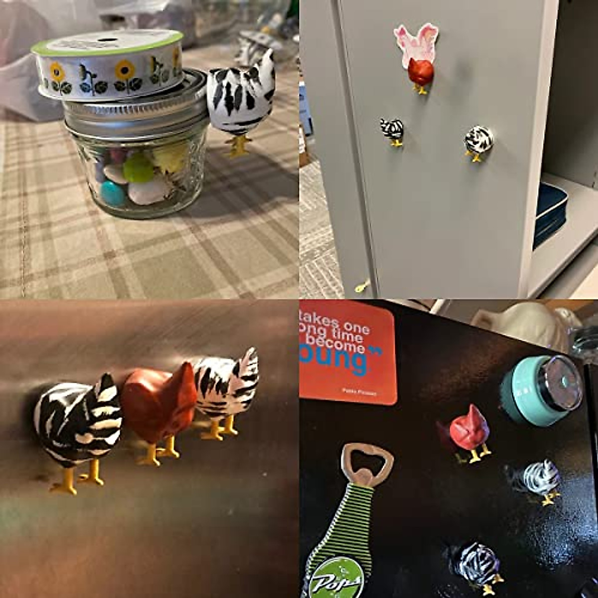6 Pack Chicken Butt Magnets for Refrigerator - Magnetic Decorative Chicken Butt - Refrigerator Animal Magnet - Chicken Home Decor - Prank Funny Chicken Butt Gift