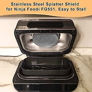 BYKITCHEN Stainless Steel Spatter Shield for Ninja Fg551 Foodi Smart XL Grill, Ninja XL Grill Accessories, Air Fryer Replacement Parts for Ninja 6 in 1 Smart Xl Indoor Grill