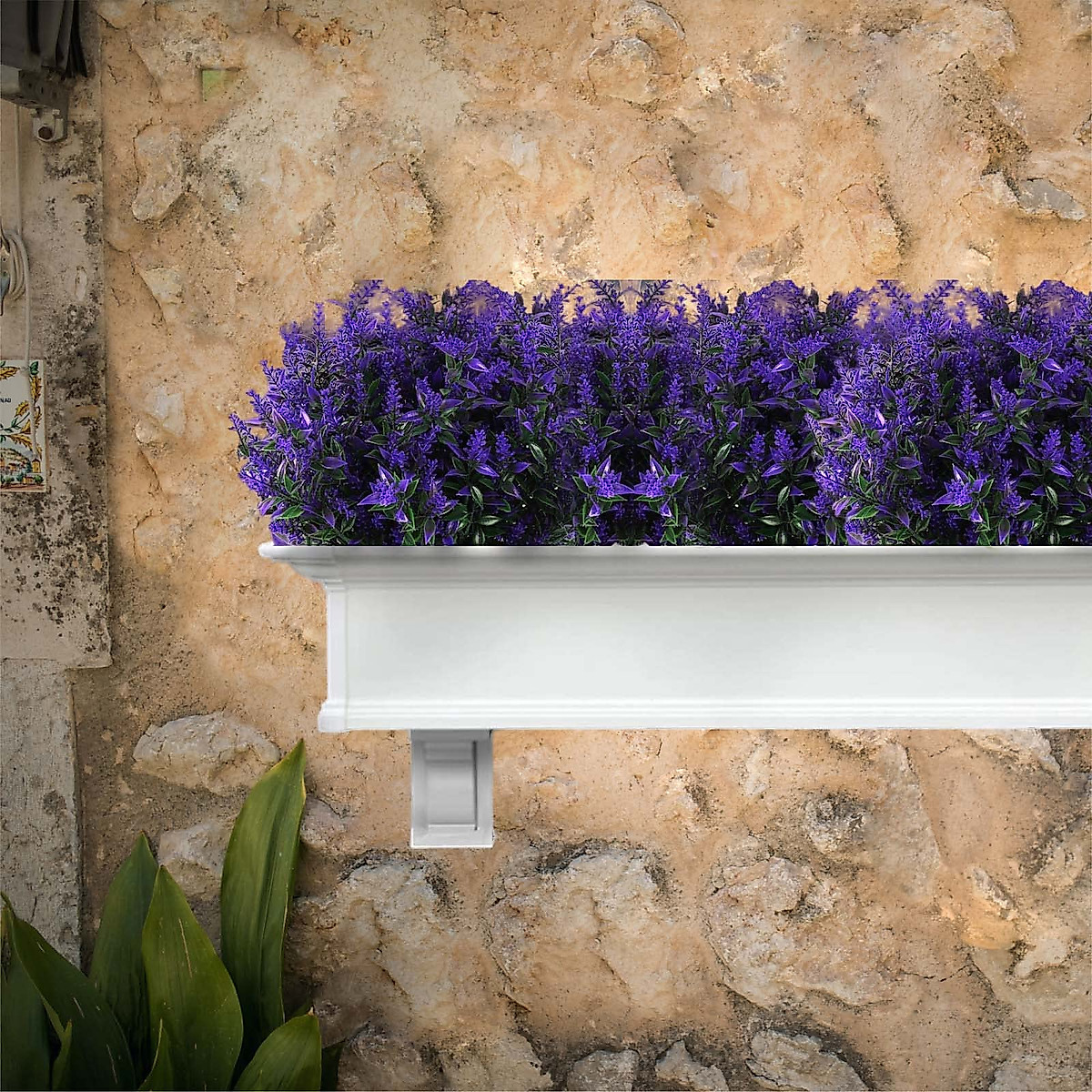 12 Bundles Artificial Lavender Flowers Plants UV Resistant Faux Outdoor Plastic Greenery Shrubs Plants Hanging Planter Kitchen Home Wedding Office Garden Décor