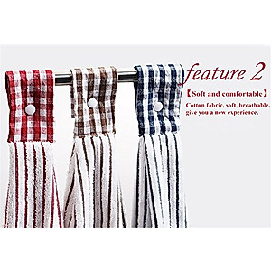 Vimeet 2 Pcs Kitchen Cotton Classical Striped Towel/Absorbent Towel/Hanging Towel/Hand Towel,Red Stripes