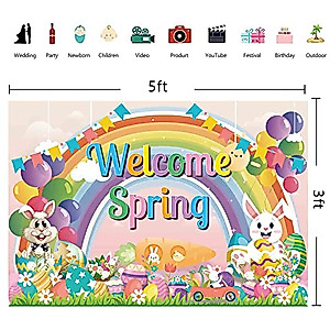 IRCOR Easter Decorations Easter Party Decorations with Banner Balloons Backdrop & Hanging Swirls