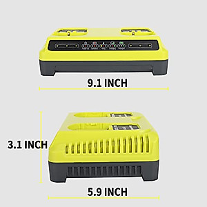 YEX-BUR 2 Ports P117 Dual Chemistry 18V ONE+ Battery Charger for Ryobi Fast Charger P117 P118 Compatible with Ryobi 18V 14.4V 12V Lithium NiCd NiMh Battery P100 P101 P102 P103 P105 P107 P108