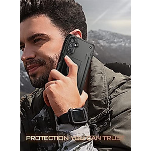 Poetic Revolution Series Case for Samsung Galaxy A14 5G, Full-Body Rugged Dual-Layer Shockproof Protective Cover with Kickstand and Built-in-Screen Protector, Black