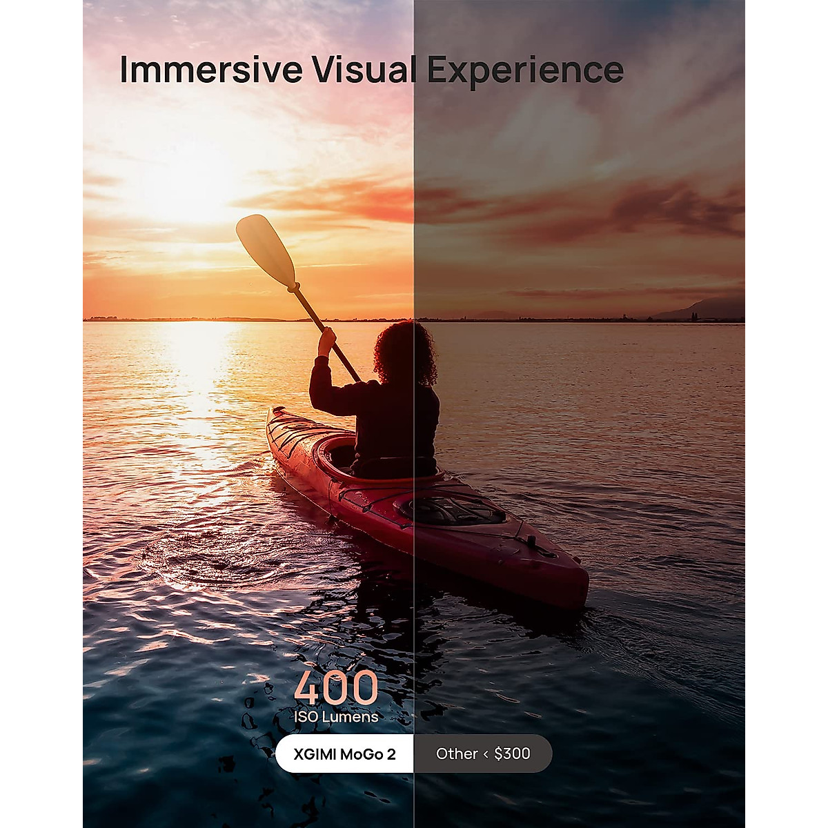 XGIMI MoGo 2 Portable Projector, Mini Projector with Wifi and Bluetooth, 400 ISO Lumens Movie Projector, Android TV 11.0, 2X8W Speakers, Auto Focus, Object Avoidance, and Screen Adaption