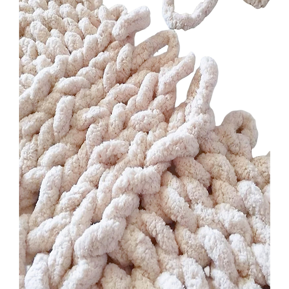 Chunky Chenille Yarn for Blanket 4lb, Beige 8 Pack Super Bulky Soft Thick Fluffy Jumbo Giant Washable Polyester Big Yarn for Hand Knitting Extreme DIY Arm Knitting Throw Rugs Pillow 64oz