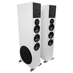 Rockville TM150W Powered Home Theater Tower Speaker System, White, 1000W, 10" Subwoofers, Bluetooth, USB/SD Playback, FM Radio, Remote Control, Karaoke Ready, Perfect for Home Entertainment