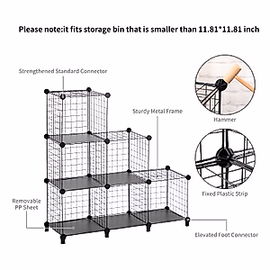 PARANTA Wire Cube Storage Organizer, 6 Cube Bookshelf, Stackable Storage Bins, Closet Organizer and Storgae, Multi-use DIY Standing Shelf Units for Book,Toys,Clothes,Tools
