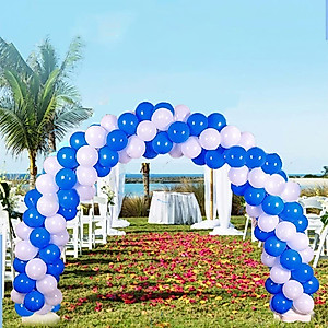 100pcs Royal Blue and White Latex Balloons 12 Inch w/Ribbon for Birthday Graduation Wedding Bridal Baby Shower Celebration Party Decorations Supplies