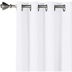 Amazon Basics Room Darkening Blackout Window Curtain with Grommets, 52 x 96 Inches, White - Set of 2