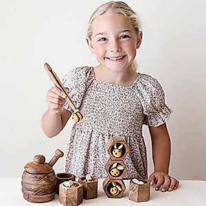 KOOKAROO Wooden Bee Hive Sorting & Stacking Toys for Toddlers -Learning Montessori Toys for 3 Year Old - Fine Motor Skill Tactile Toys - Sensory Bin Toys