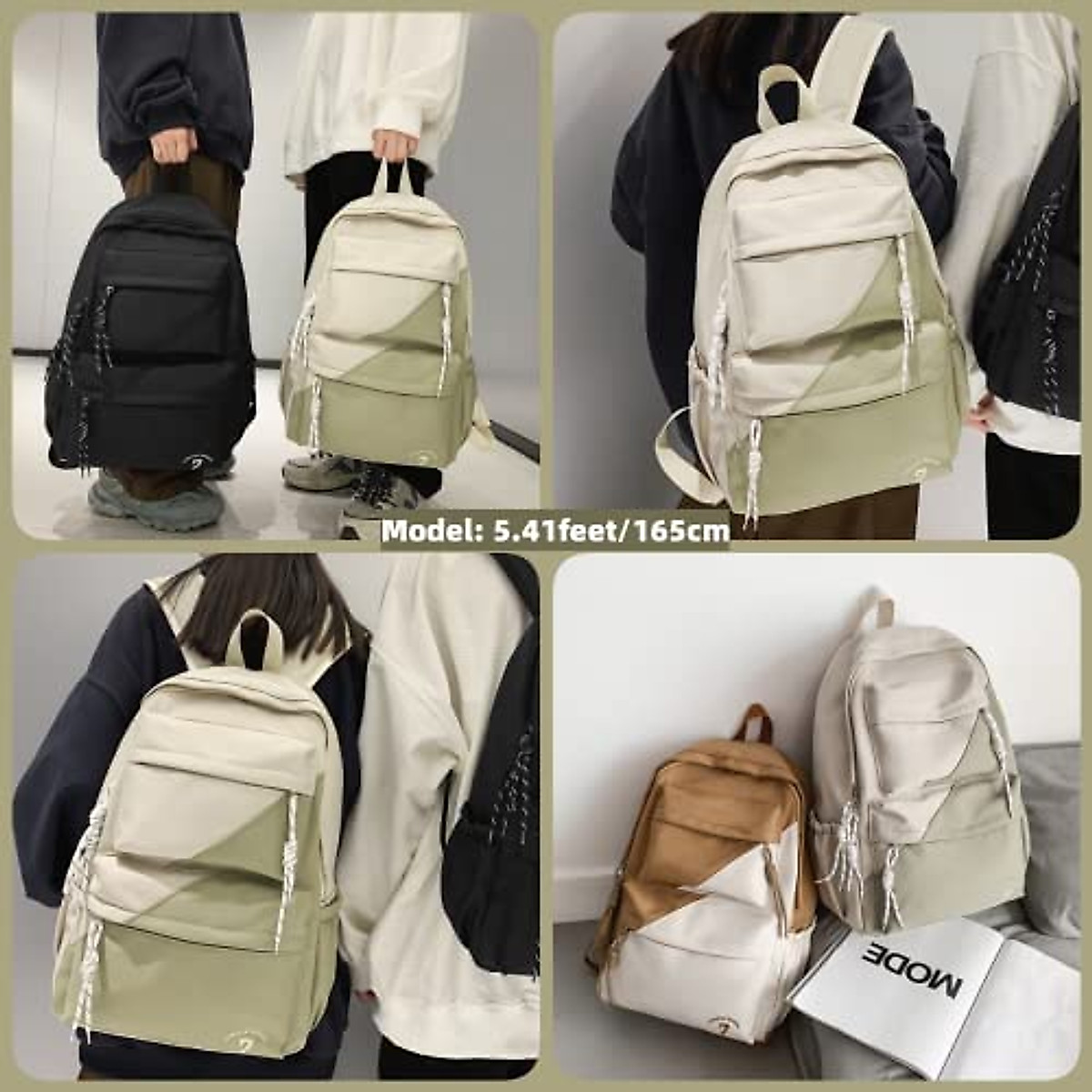 Leaper Water-resistant Laptop Backpacks for Women Lightweight Backpack College Bag Travel Satchel Green