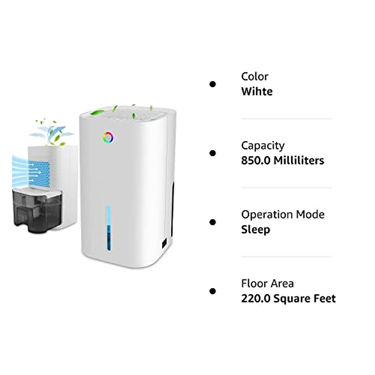 Small Quiet Dehumidifiers 30oz 850ml Portable Electric Dehumidifier with Smart Features Auto-Off for Damp Home, Room, Bedroom, Bathroom Wardrobe, Basement, Office