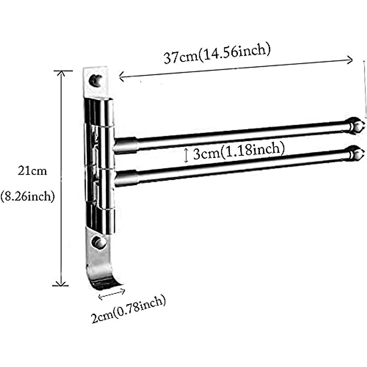 MOCOFO Double Towel Rack Swivel Towel Bar SUS304 Bath Towel Holder RV Swing Out Stainless Steel Bathroom Hand 2 Bars Space Saving Organizer Folding Arm Hanger Holder Wall Mount Polished Finish