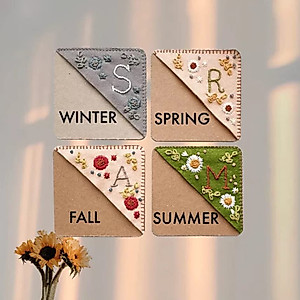 Bookmark Kit Hand Stitched Felt Corner Flower Bookmark,Book Page Markers Set,Unique Funny Bookmarks for Readers Book Lovers Gift (Summer)
