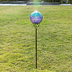 VCUTEKA Solar Lights Outdoor Garden Decor Mosaic Solar Garden Lights Waterproof Glass Ball LED Pathway Stake Light for Landscape Lawn Patio Yard Decoration Purple 6 inch