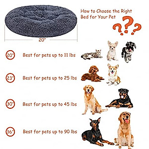 Plush Calming Dog Bed, 36" Dog Bed for Medium and Large Dogs Comfortable Pet Bed Faux Fur Donut Cuddler