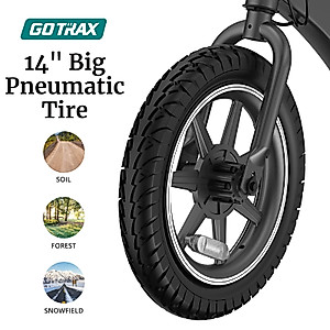 Gotrax Kids Electric Balance Bike, 250W 12MPH Electric Bike for Kids 14" Pneumatic Tire 15.5Miles Max Range and Adjustable Seat, Balance Bike for Kid Ages 5-8 Years Old, Black