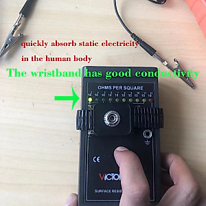 Metal Anti Static Wrist Strap Adjustable Length Silicone ESD Mat Anti -Static Bracelet Computer Electronic IC Repair and Use (Black)