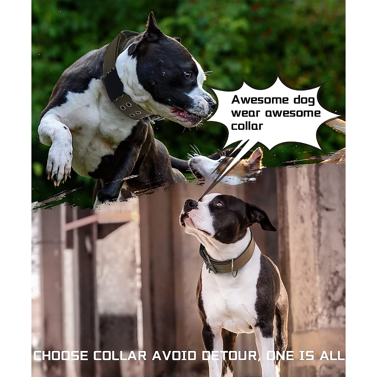 Large Dog Collar Heavy Duty - 2 inch Wide with Handle for Extra Large Breed Dogs, 1/3" Thick Nylon Chew Proof Tactical Collar, Good Choice for German Shepherd,Pitbull,Rottweiler 17"-22"